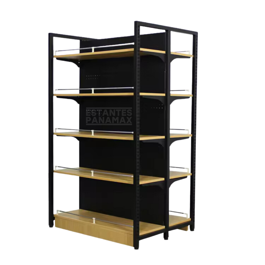 Góndola Negro con Diseño de Madera 5 Niveles 1.60m Alto PMX-1206 & PMX ...