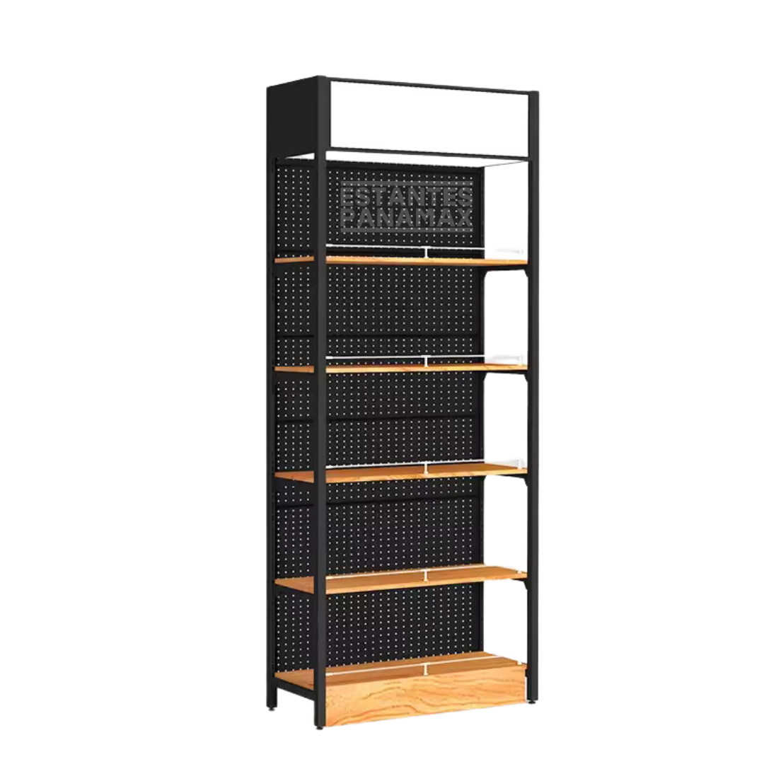 Góndola Negro con Diseño de Madera de Pared 5 Niveles 2.00m Alto PMX-1 ...