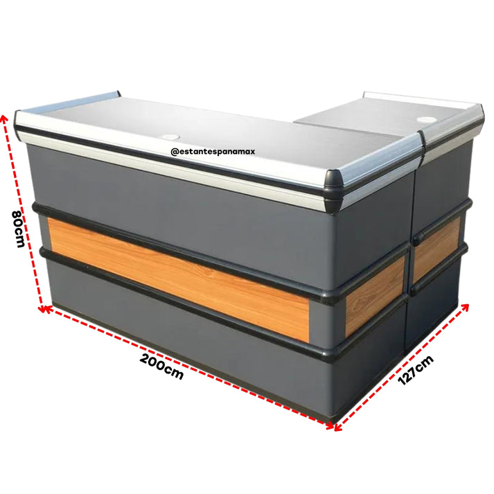 Mostrador de Caja Metálico y Acero Inoxidable con Diseño de Madera PMX ...