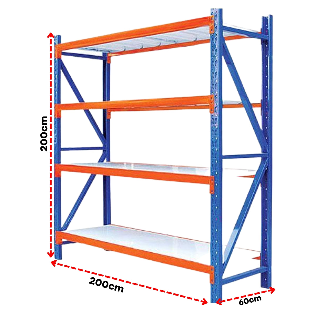 Rack para Bodega de Carga Mediana 350kg x Nivel de 4 Niveles 200*200*6 ...